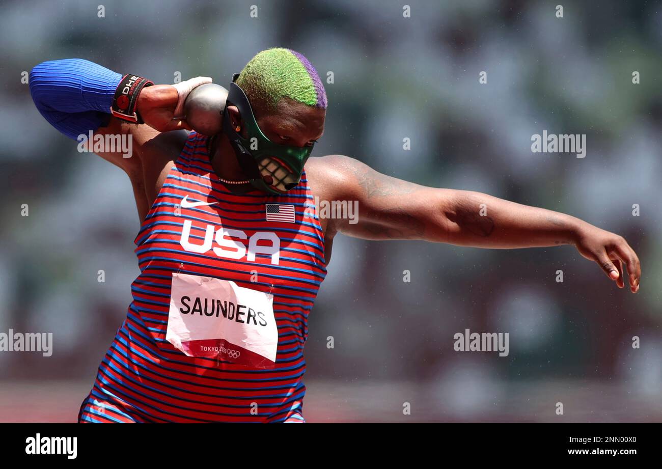 U.S. SAUNDERS Raven competes during Athletics women's shot put final in ...