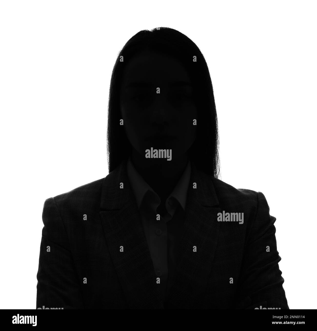 Silhouette of anonymous woman on white background Stock Photo - Alamy