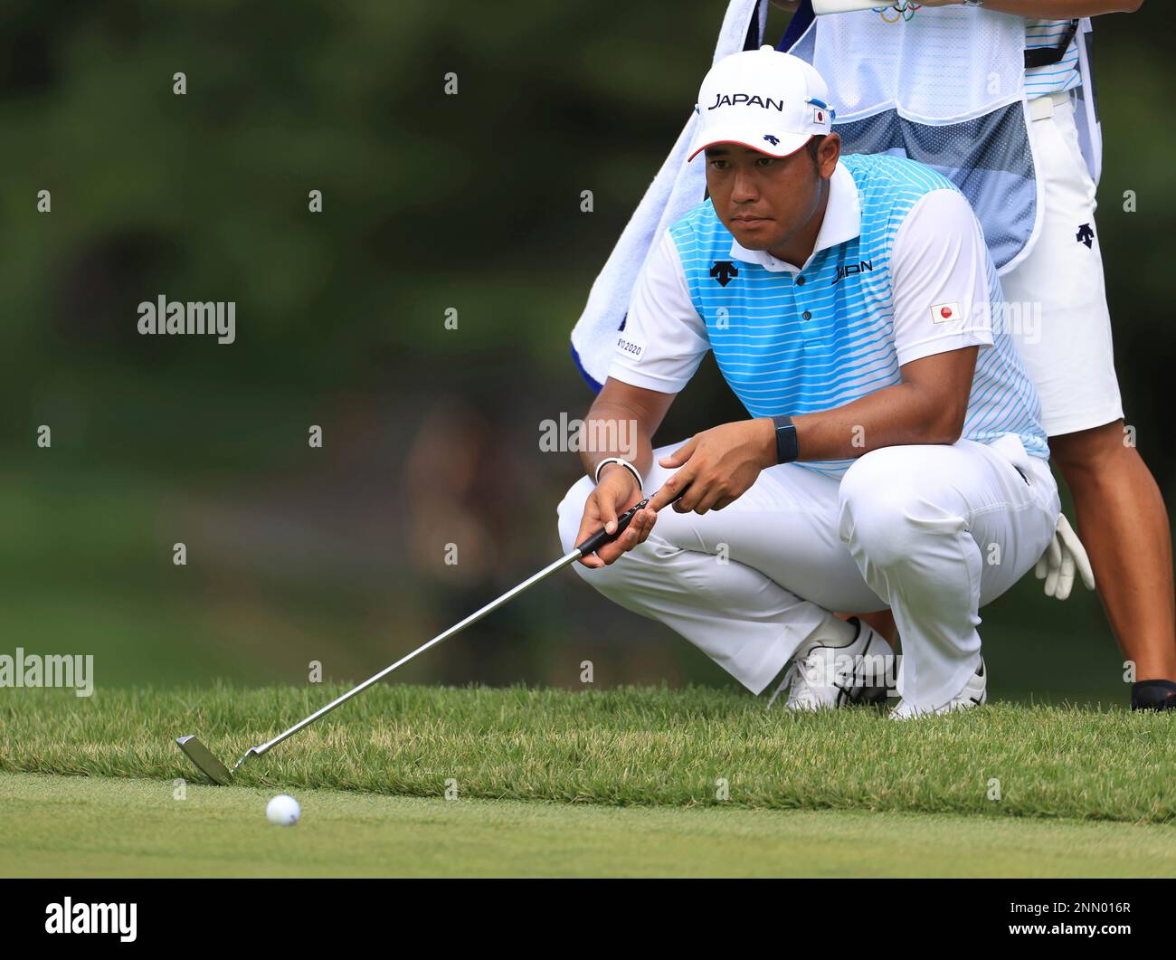Japanese Hideki Matsuyama competes during 8th hole of Golf men's ...