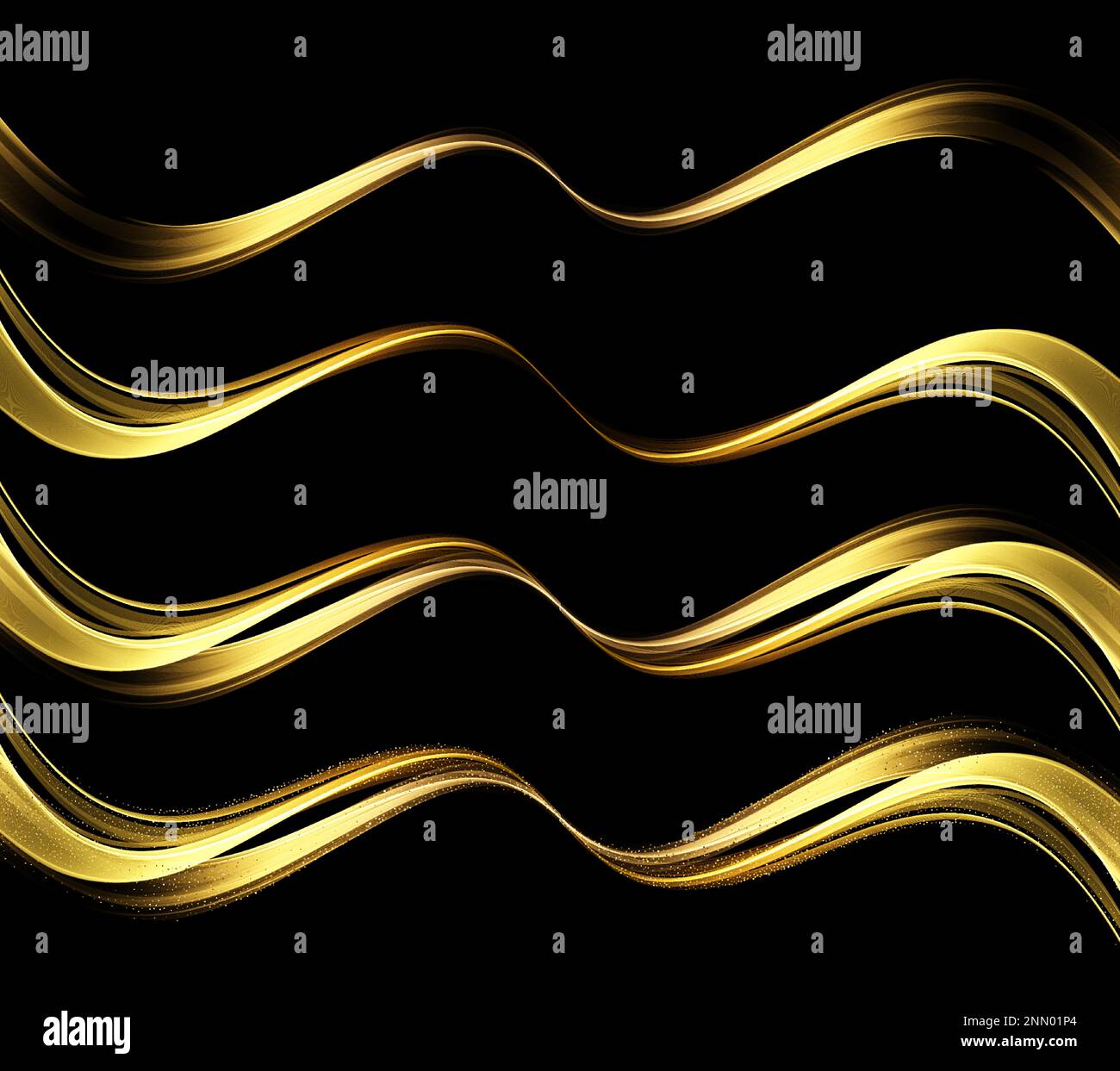Abstract Gold Light Waves. Shiny golden moving lines design element ...