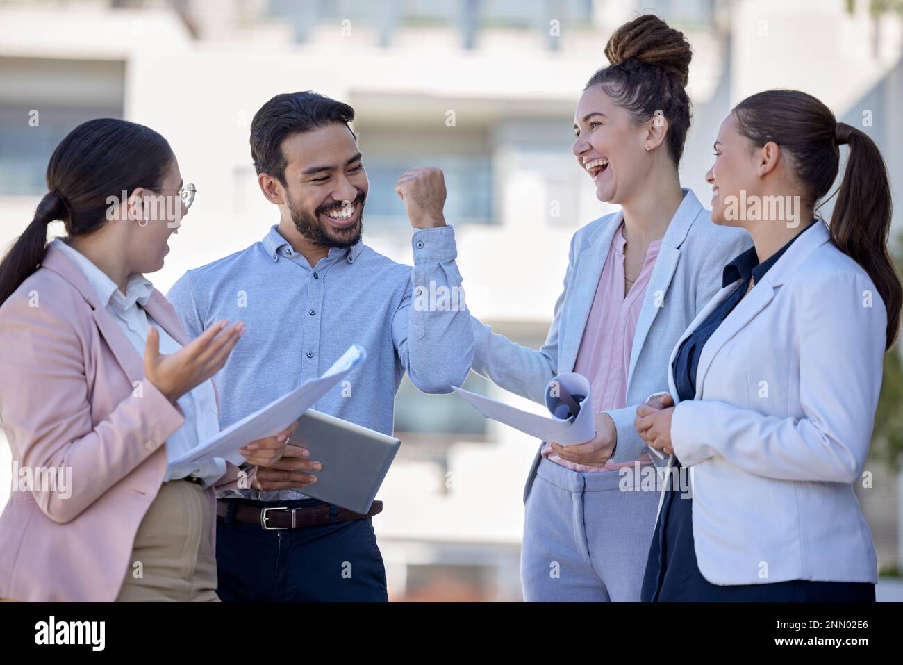 Winning, fist pump and business people celebration, teamwork or ... Winning, fist pump and business people celebration, teamwork or ...