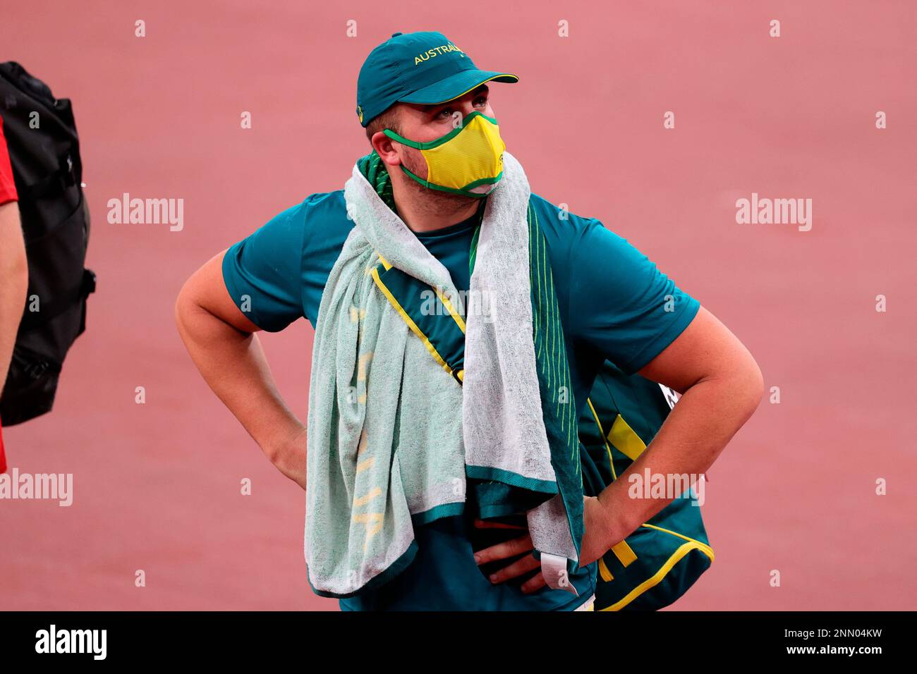 TOKYO, JAPAN - JULY 31: Matthew Denny of Team Australia looks on after ...