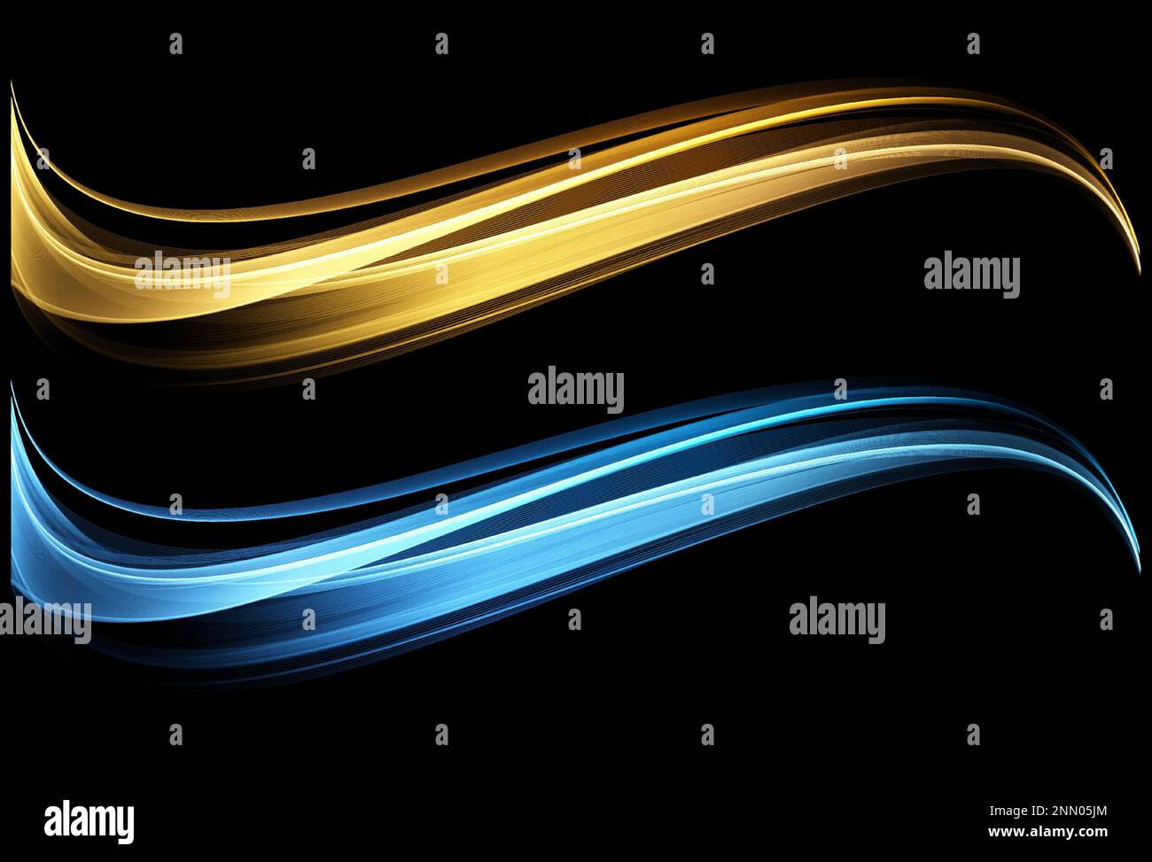 Abstract Gold Waves. Shiny golden moving lines design element on dark ...