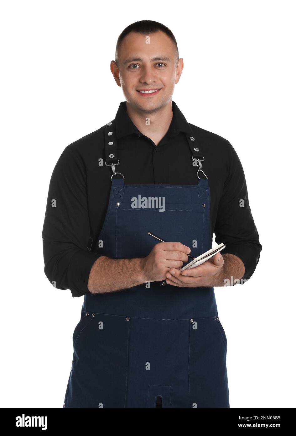 Portrait young waiter writing hi-res stock photography and images - Alamy