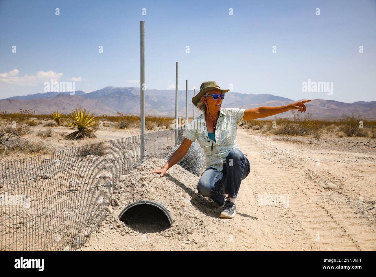 Laura Cunningham speaks to the Review-Journal next tot the fence line ...
