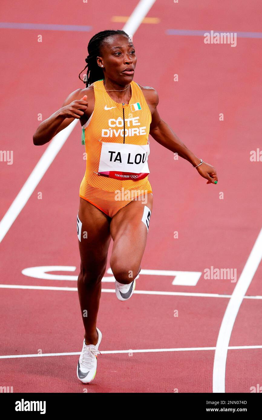 TOKYO, JAPAN - JULY 31: Marie-Josee Ta Lou of Team Ivory Coast wins her ...