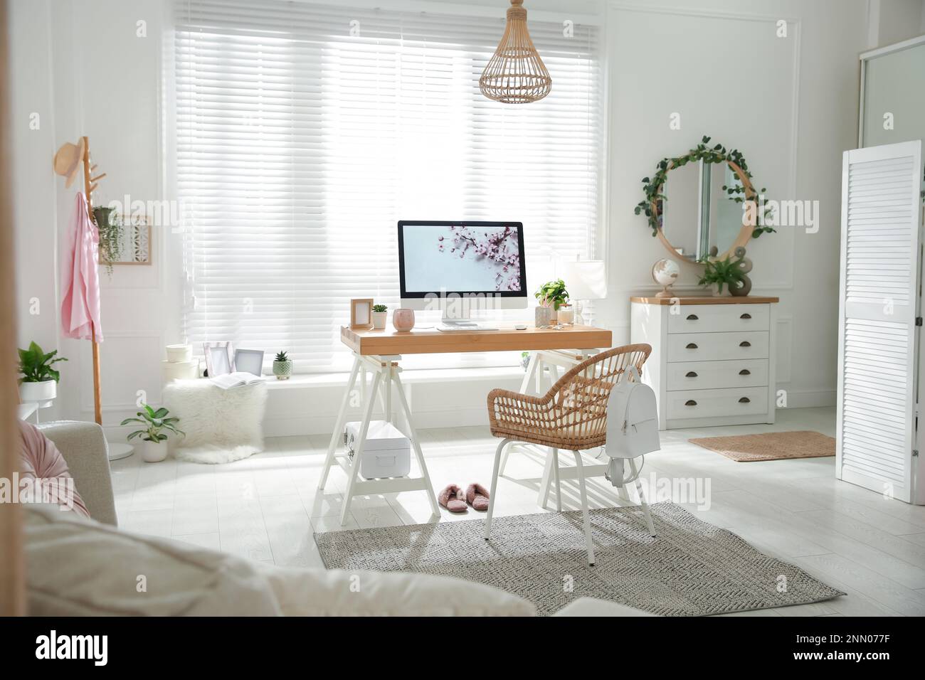 Stylish home office interior with comfortable workplace Stock Photo - Alamy