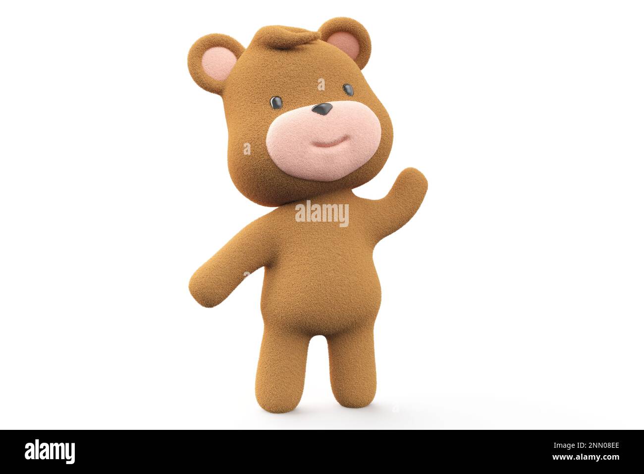 Happy teddy bear saying hi. teddy bear isolated on white background 3D ...