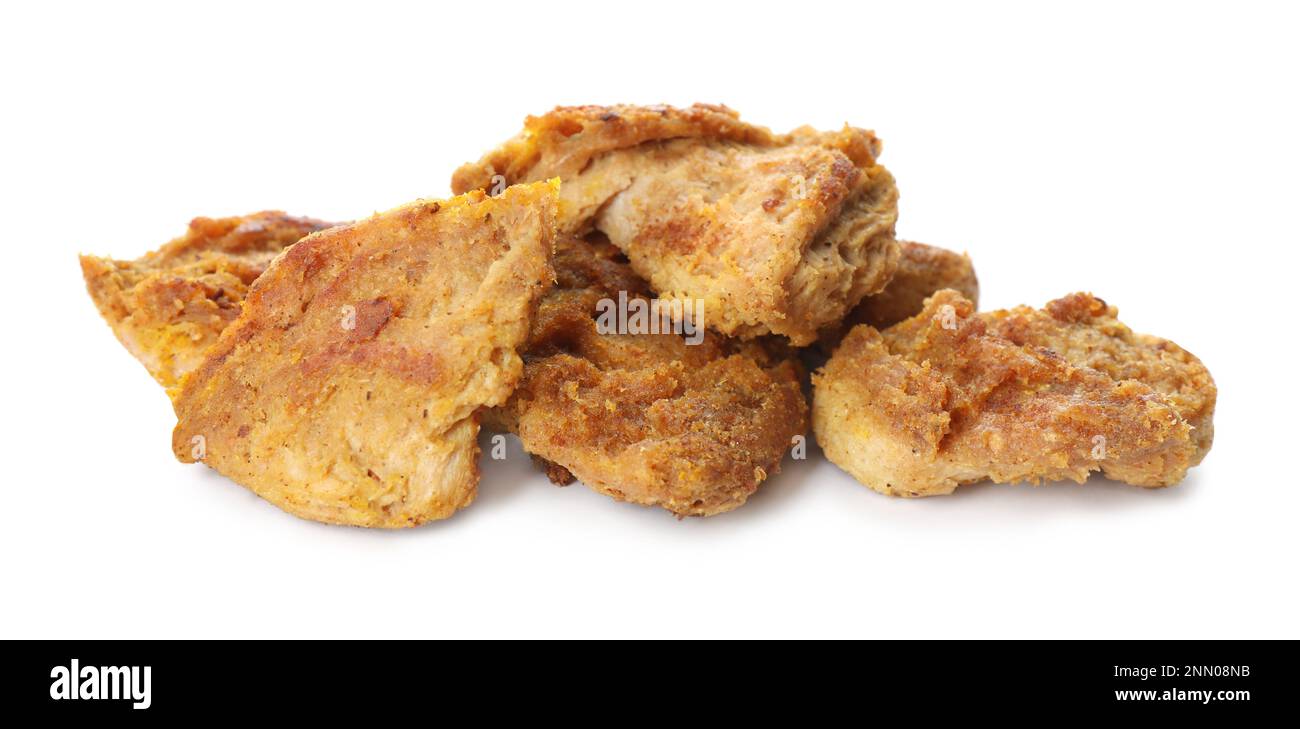 Delicious cooked soy meat on white background Stock Photo - Alamy