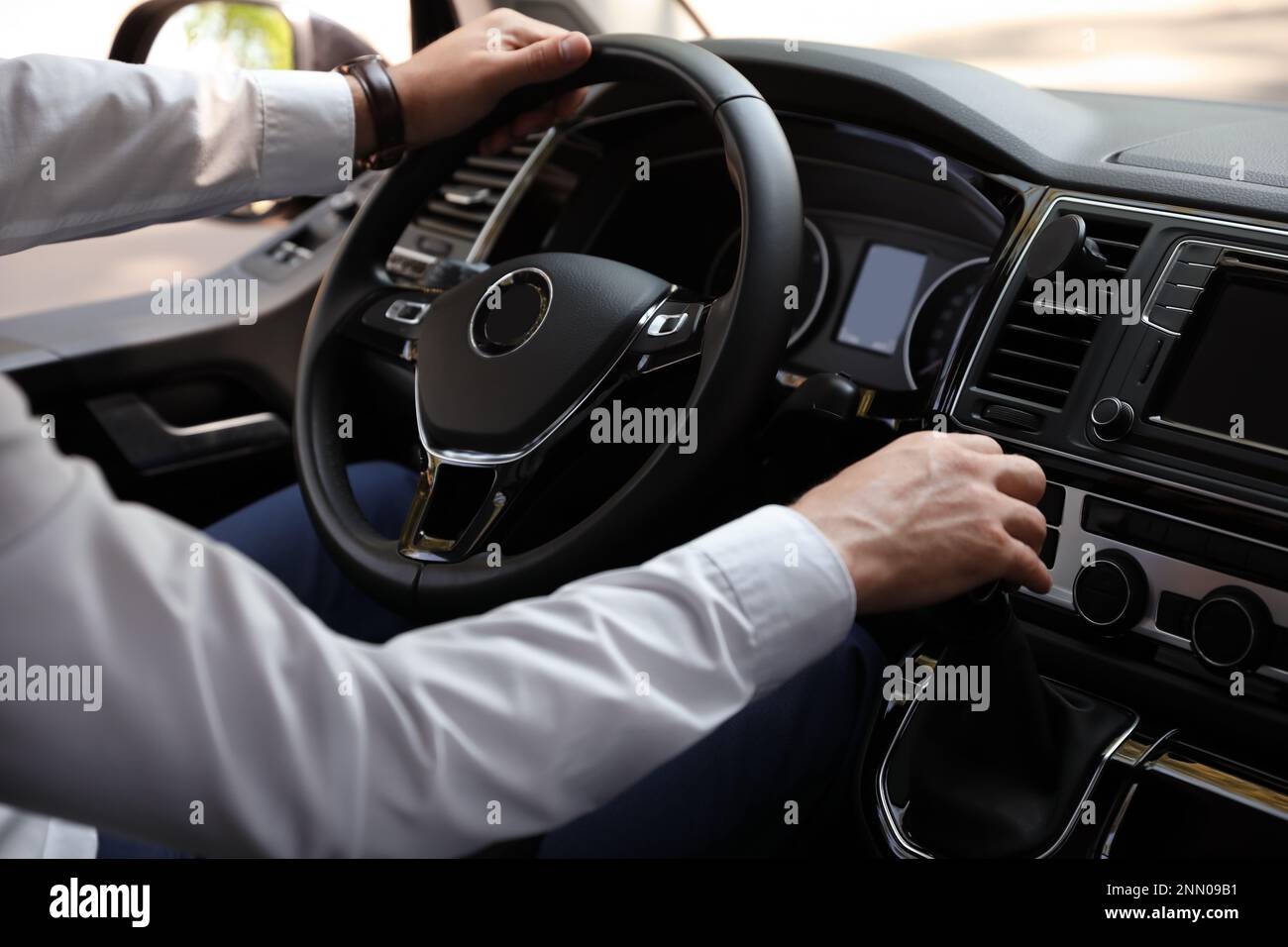 Closeup person hands on steering hi-res stock photography and images ...