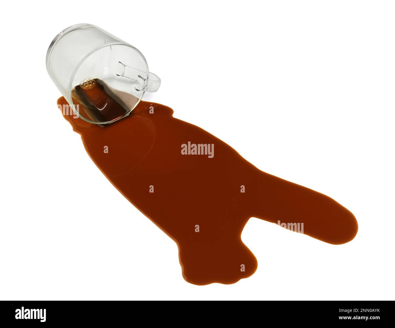 Overturned cup and spilled coffee on white background Stock Photo - Alamy