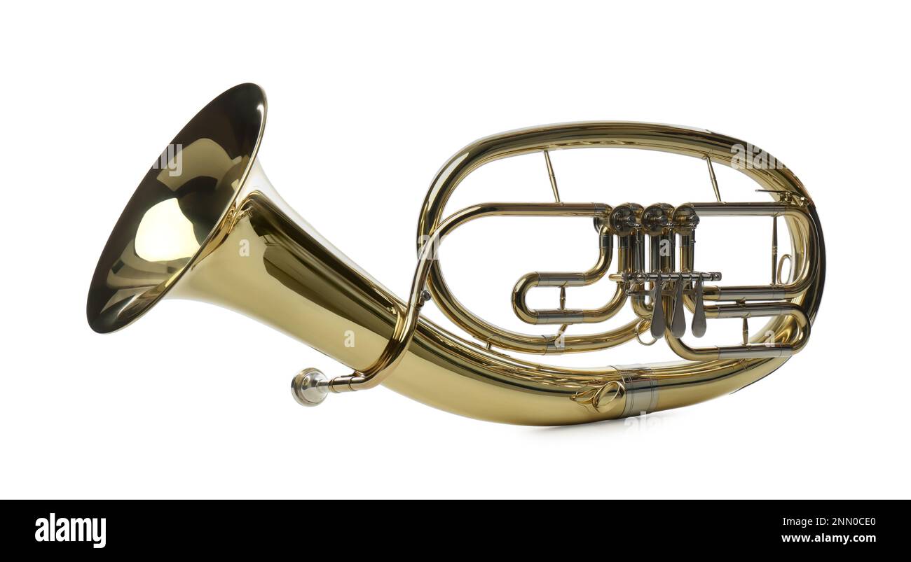 Tenor horn isolated on white. Wind musical instrument Stock Photo - Alamy