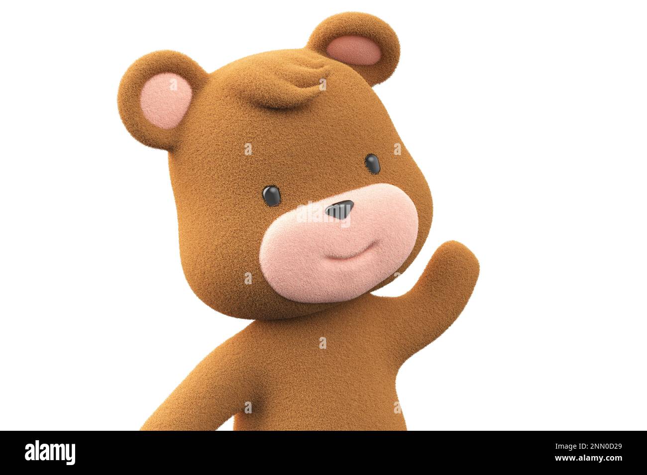 Happy teddy bear saying hi. teddy bear isolated on white background 3D ...