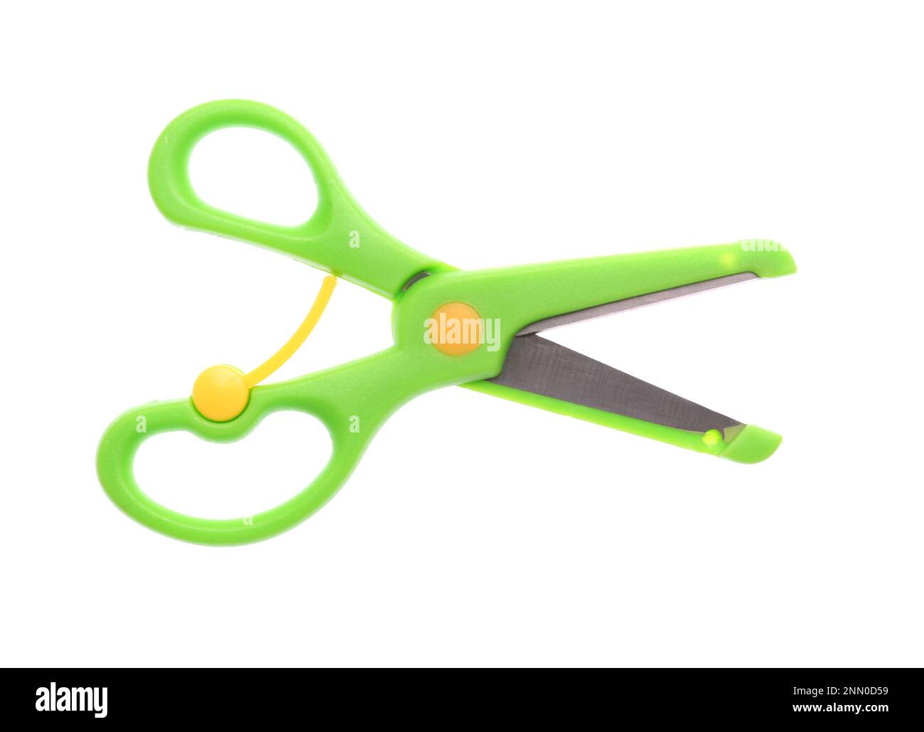 Kid's color scissors isolated on white, top view Stock Photo - Alamy