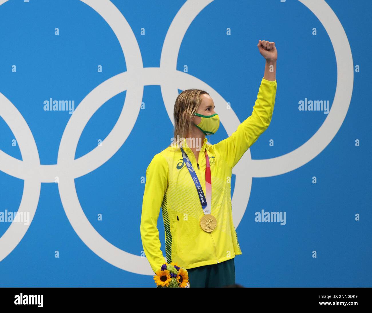 Australia's McKEON Emma attends a medal ceremony after winning the ...