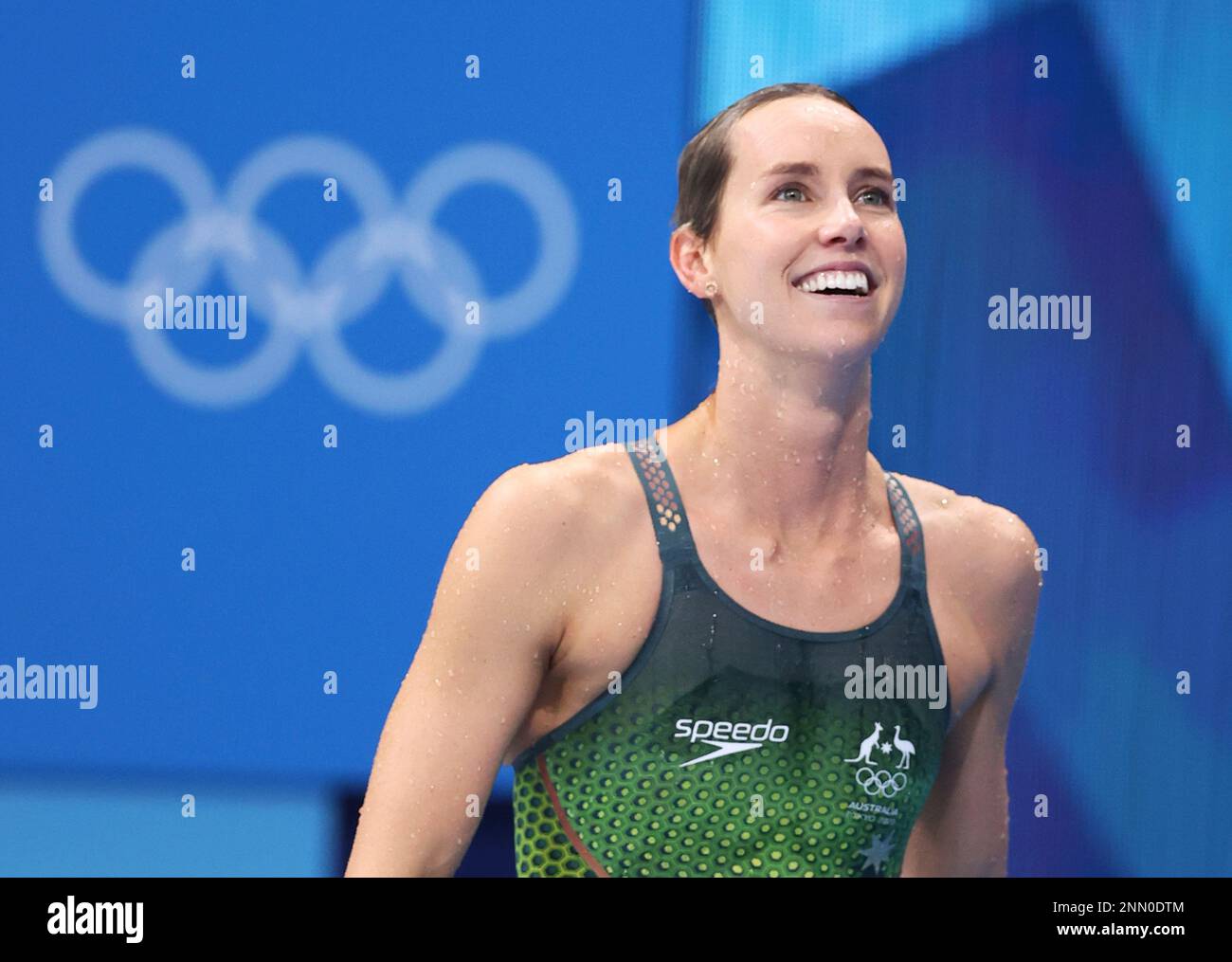 Australia's McKEON Emma reacts after winning the Women's 100m Freestyle ...