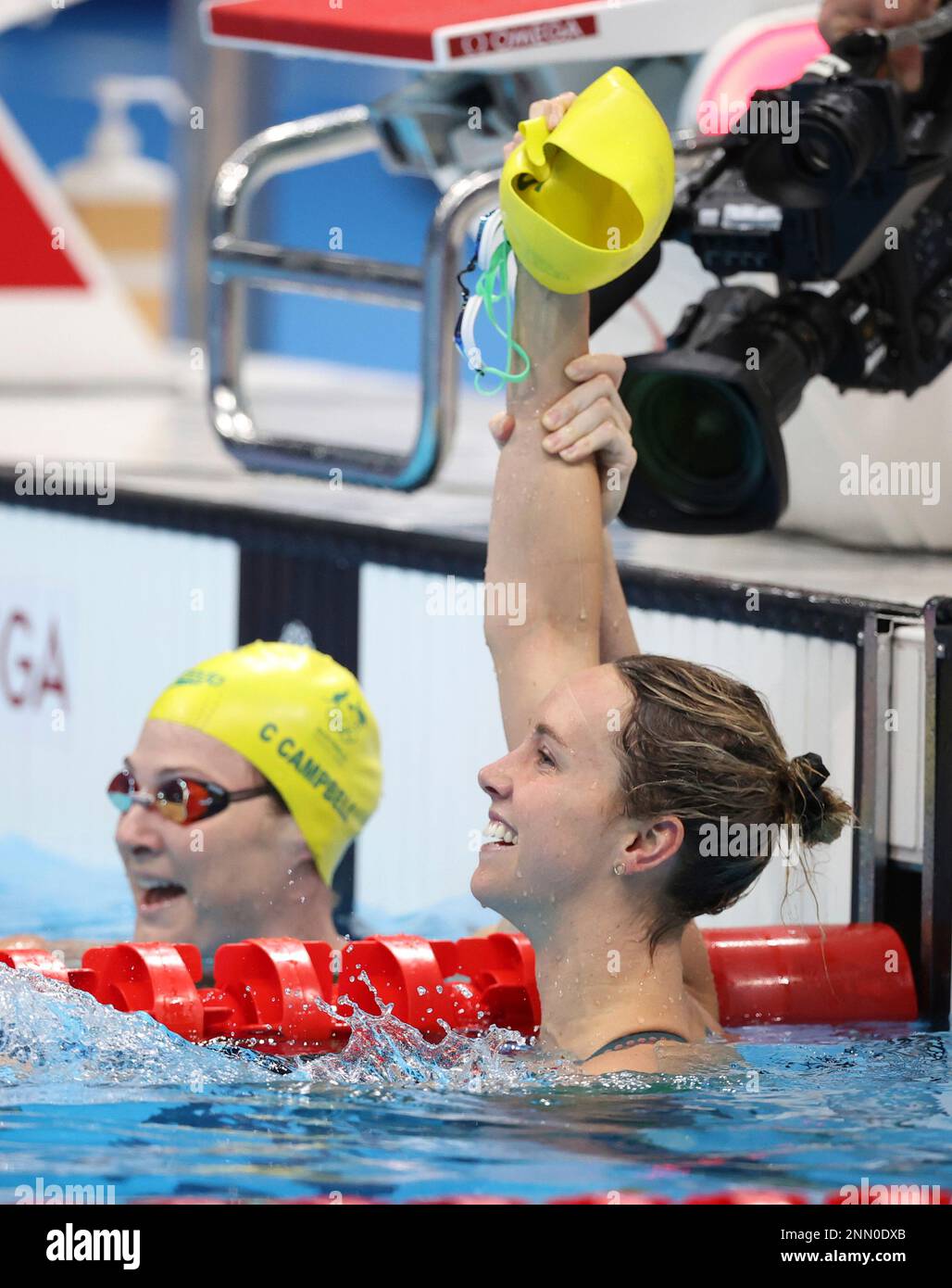 Australia's McKEON Emma (front) reacts after winning the Women's 100m ...