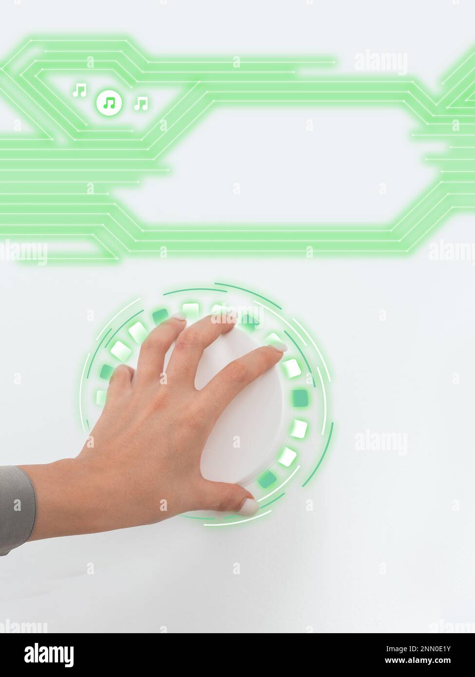 The hand turns the round Switch Showing New Futuristic Technologies ...