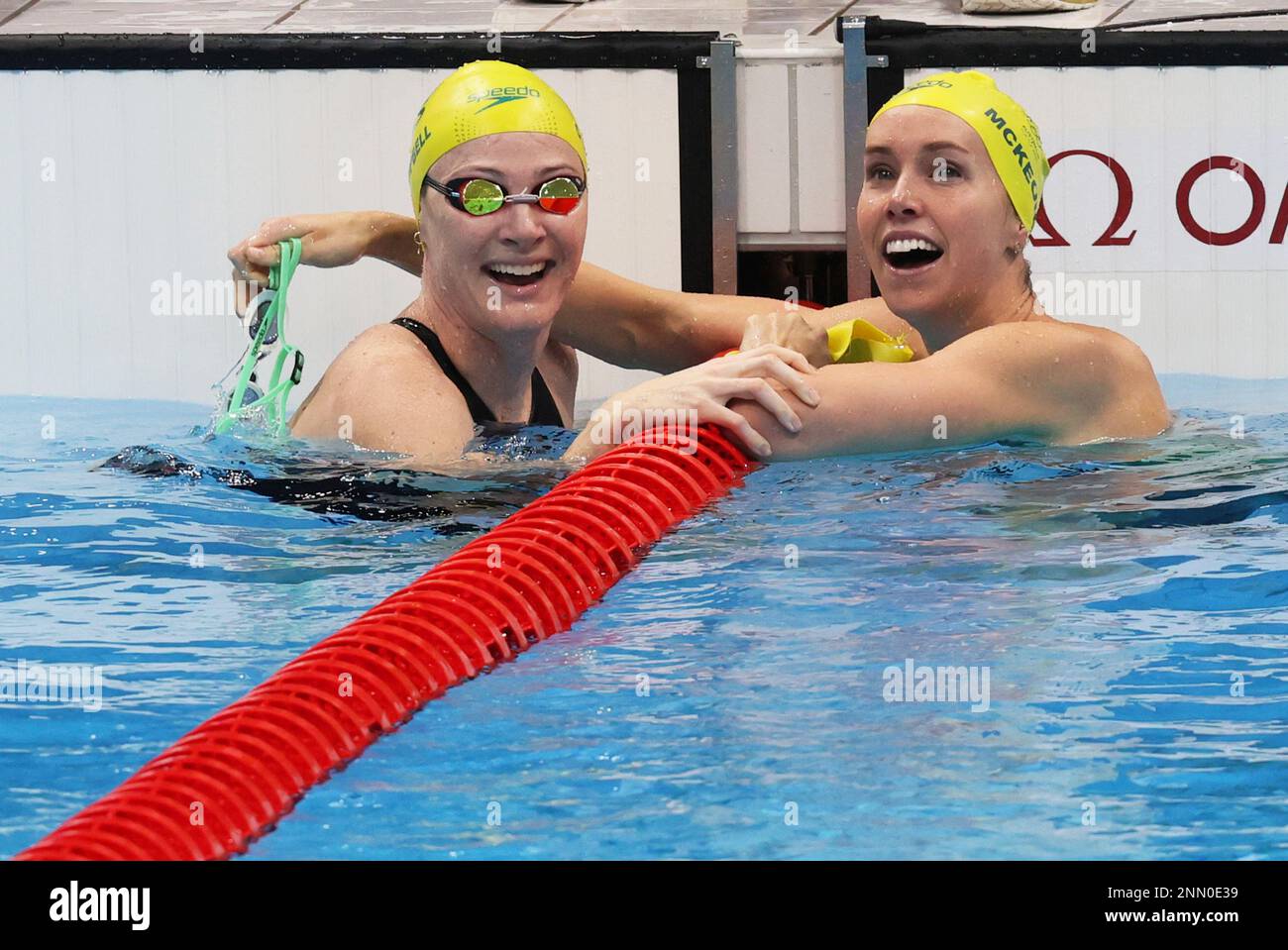 Australia's McKEON Emma (R) reacts after winning the Women's 100m ...