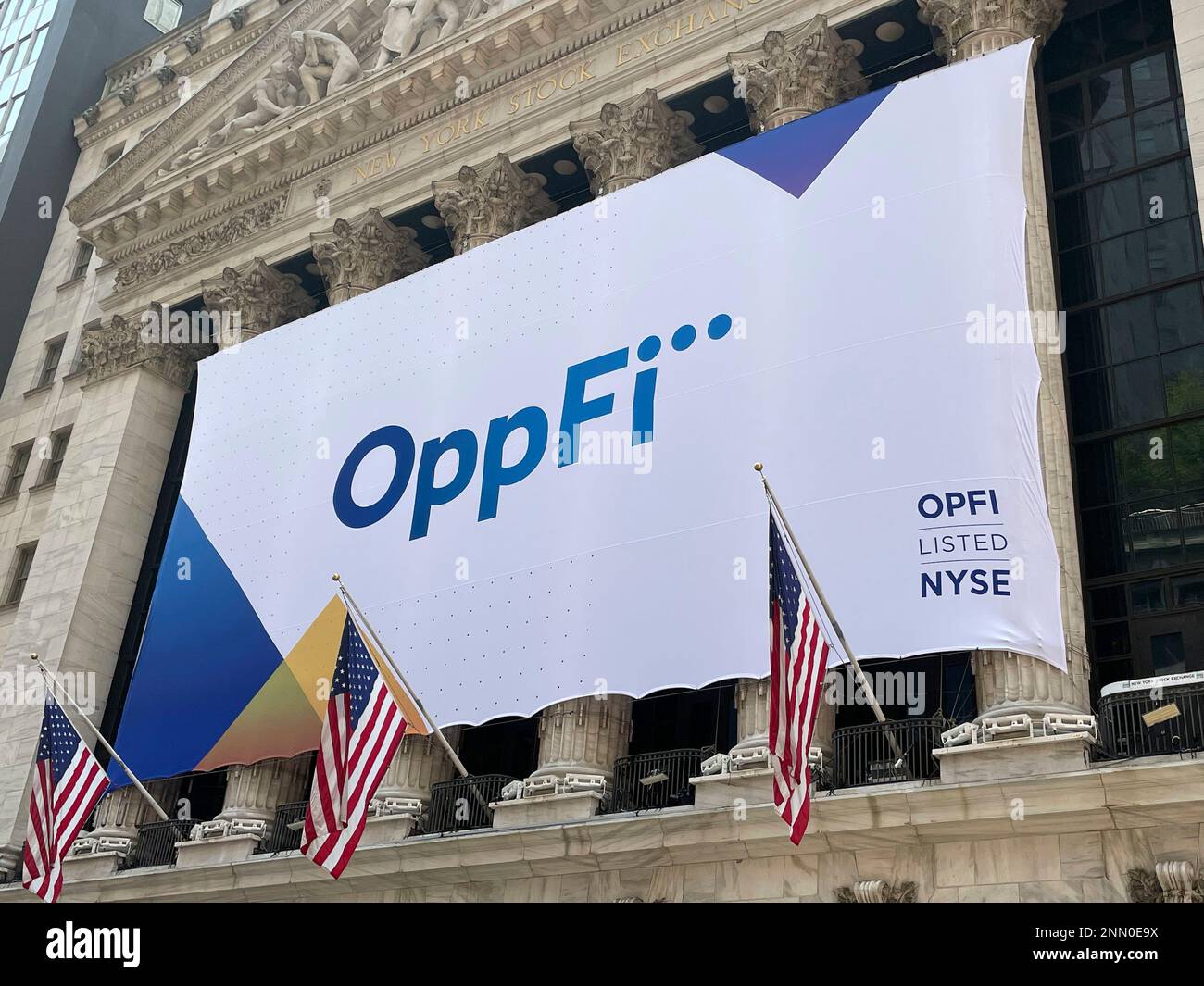 Photo by: STRF/STAR MAX/IPx 2021 7/27/21 An OppFi banner is seen at the ...
