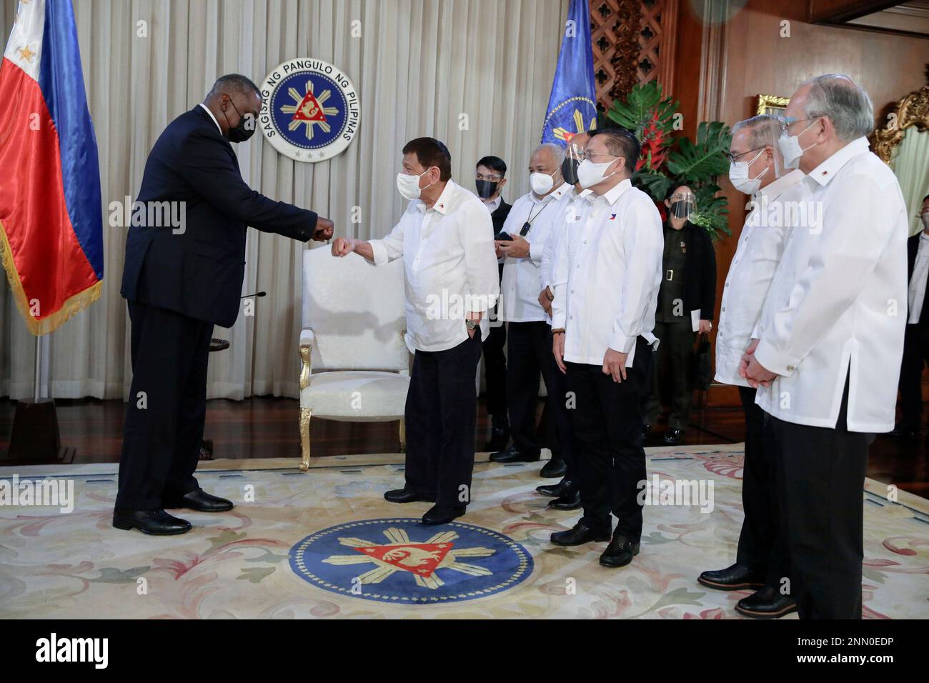 In this photo provided by the Malacanang Presidential Photographers ...