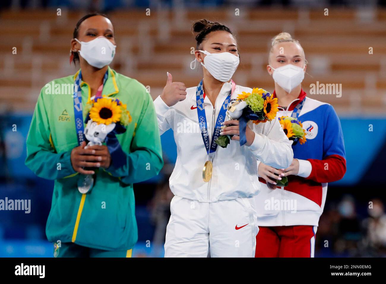 July 29, 2021, Tokyo, Kanto, Japan: Sunisa Lee (USA) celebrates winning ...