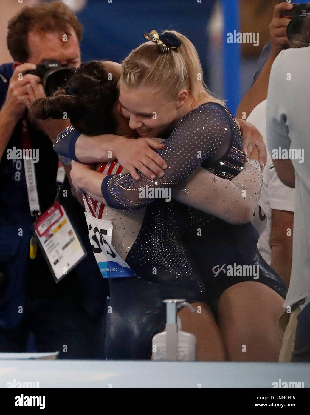 July 29, 2021, Tokyo, Kanto, Japan: Sunisa Lee (USA) gets a hug from ...