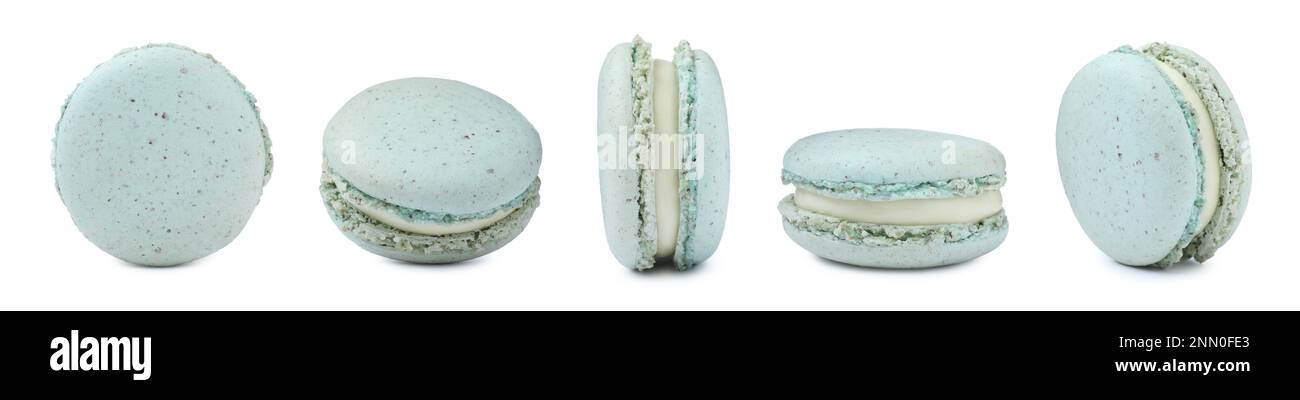 Set with delicious macarons on white background. Banner design Stock ...