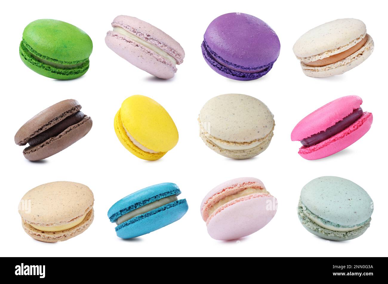 Set with different delicious macarons on white background Stock Photo ...