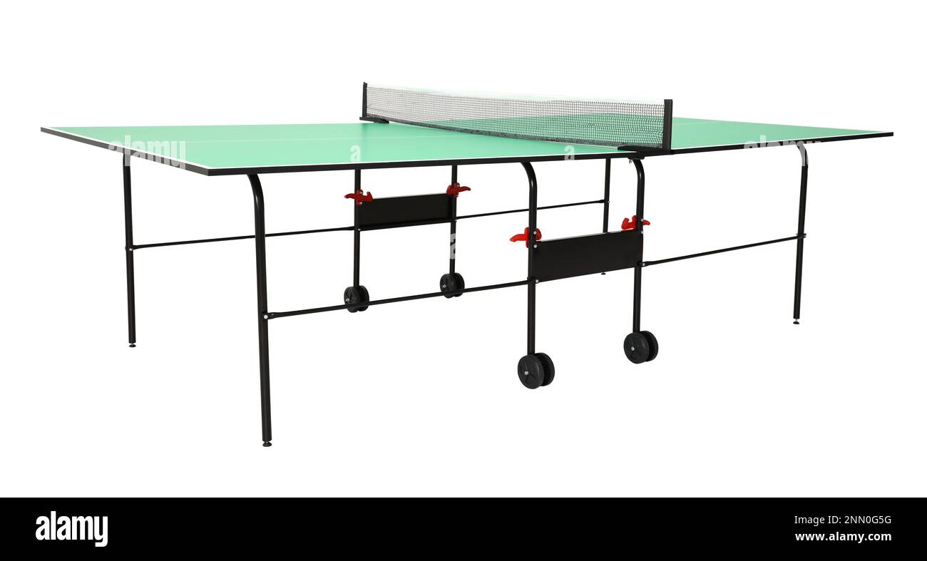 Green ping pong table isolated on white Stock Photo - Alamy