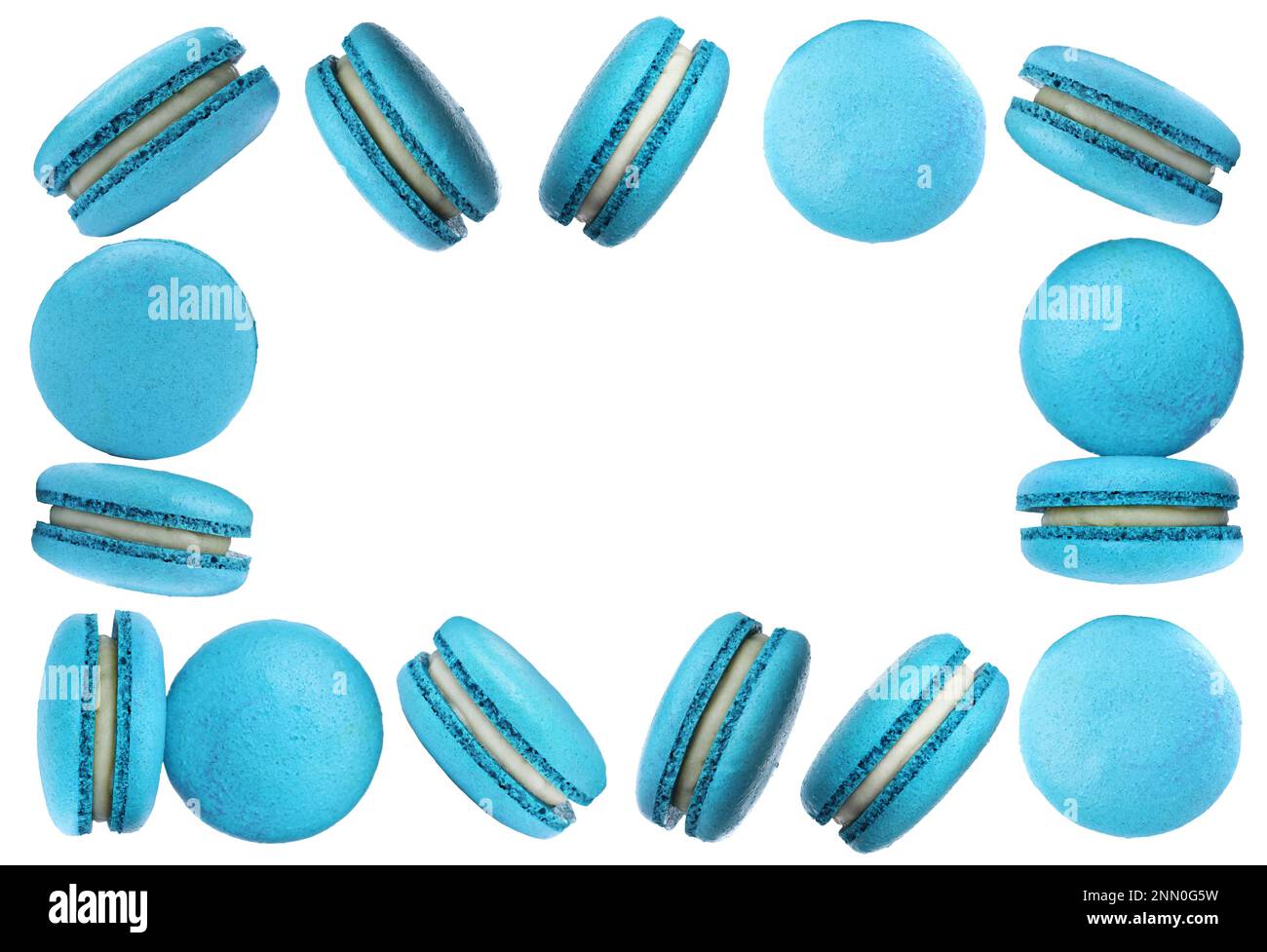 Frame made of delicious macarons on white background Stock Photo - Alamy