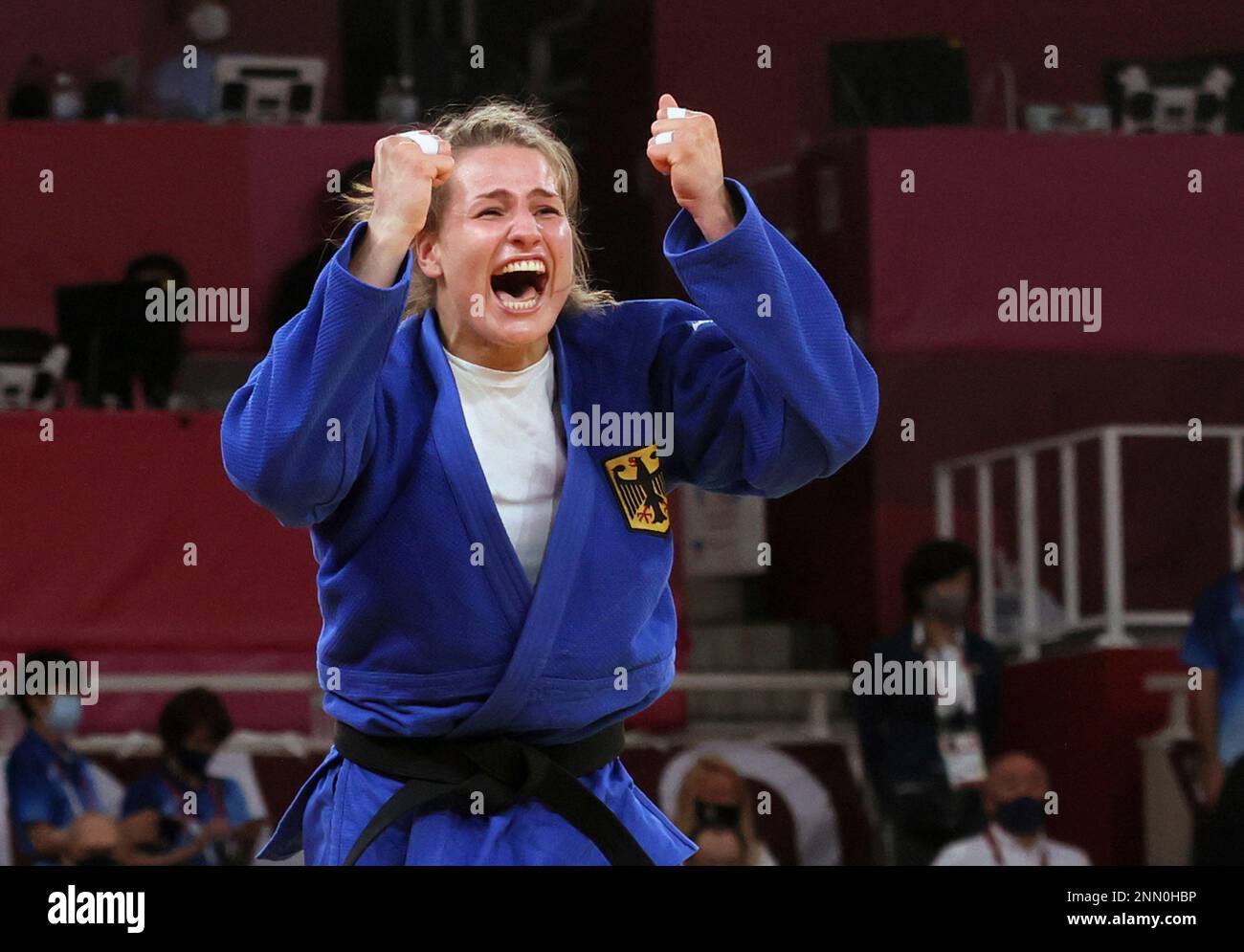 Germany's WAGNER Anna-Maria reacts after winning Women -78 kg Contest ...