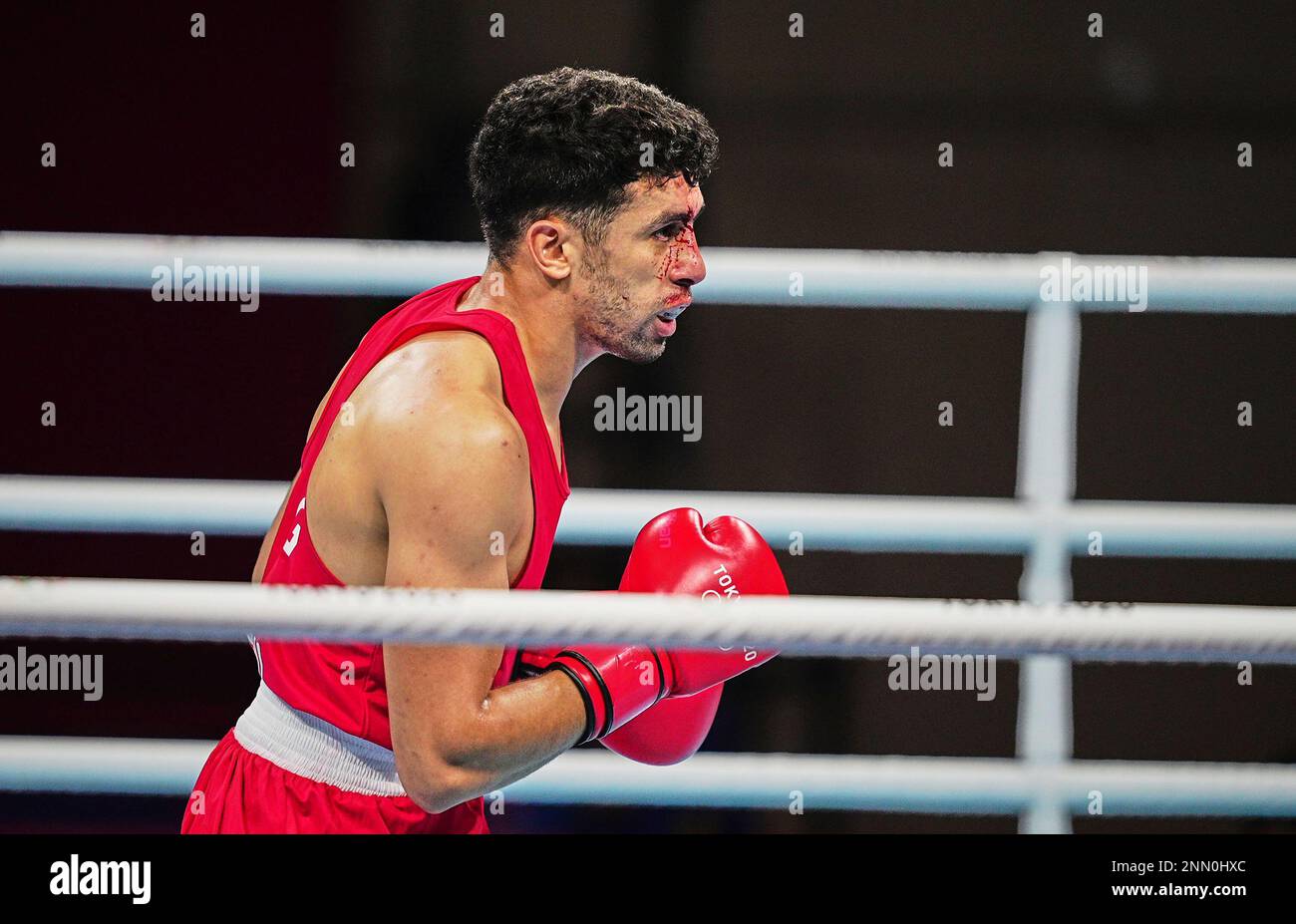July 29, 2021: Younes Neouchi from Algeria during pre final boxing ...