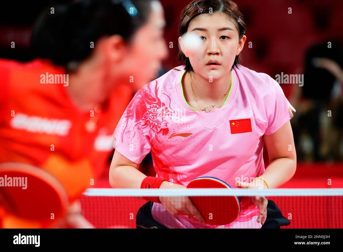 TOKYO, JAPAN - JULY 29: Meng Chen Chen plays a shot during the Women's ...