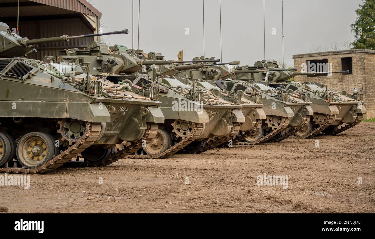 several British army Warrior FV510 infantry fighting vehicles ready for ...