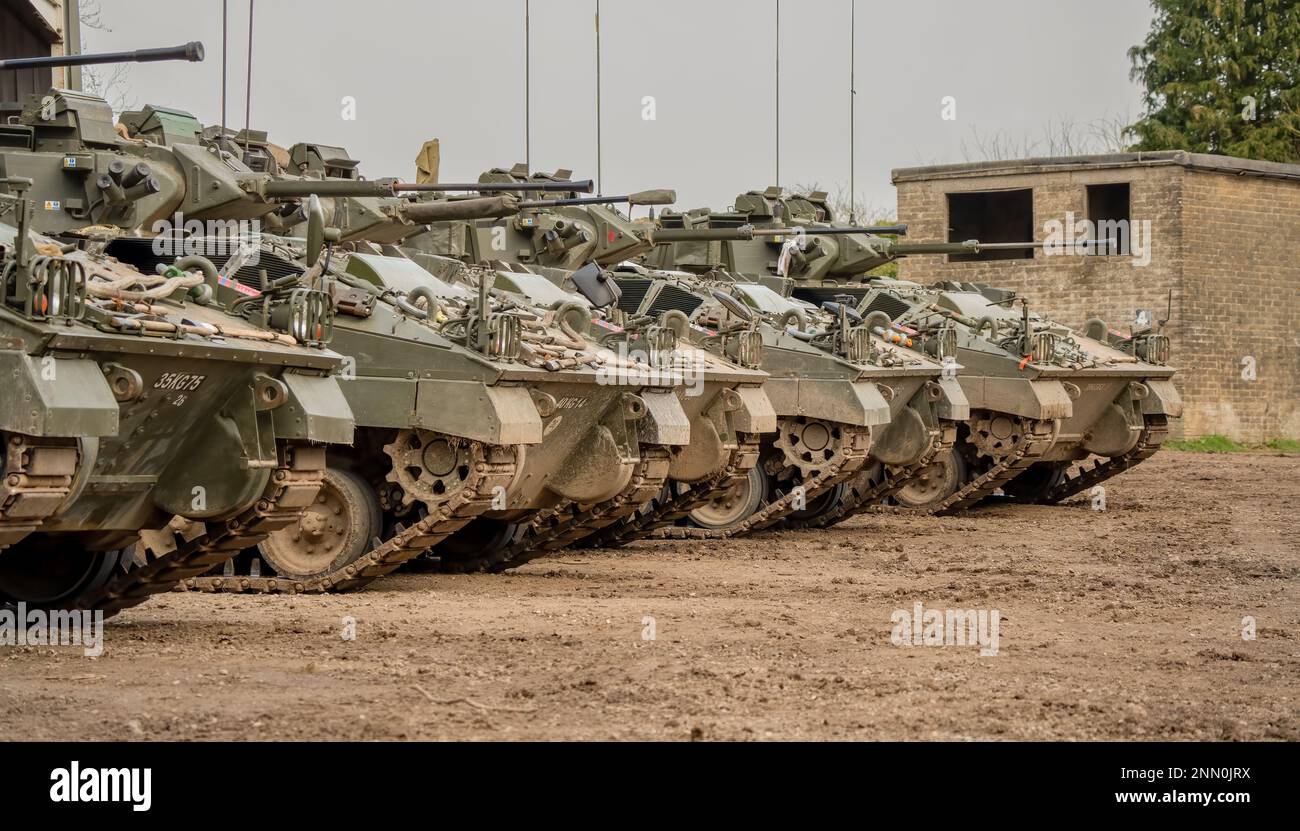 several British army Warrior FV510 infantry fighting vehicles ready for ...