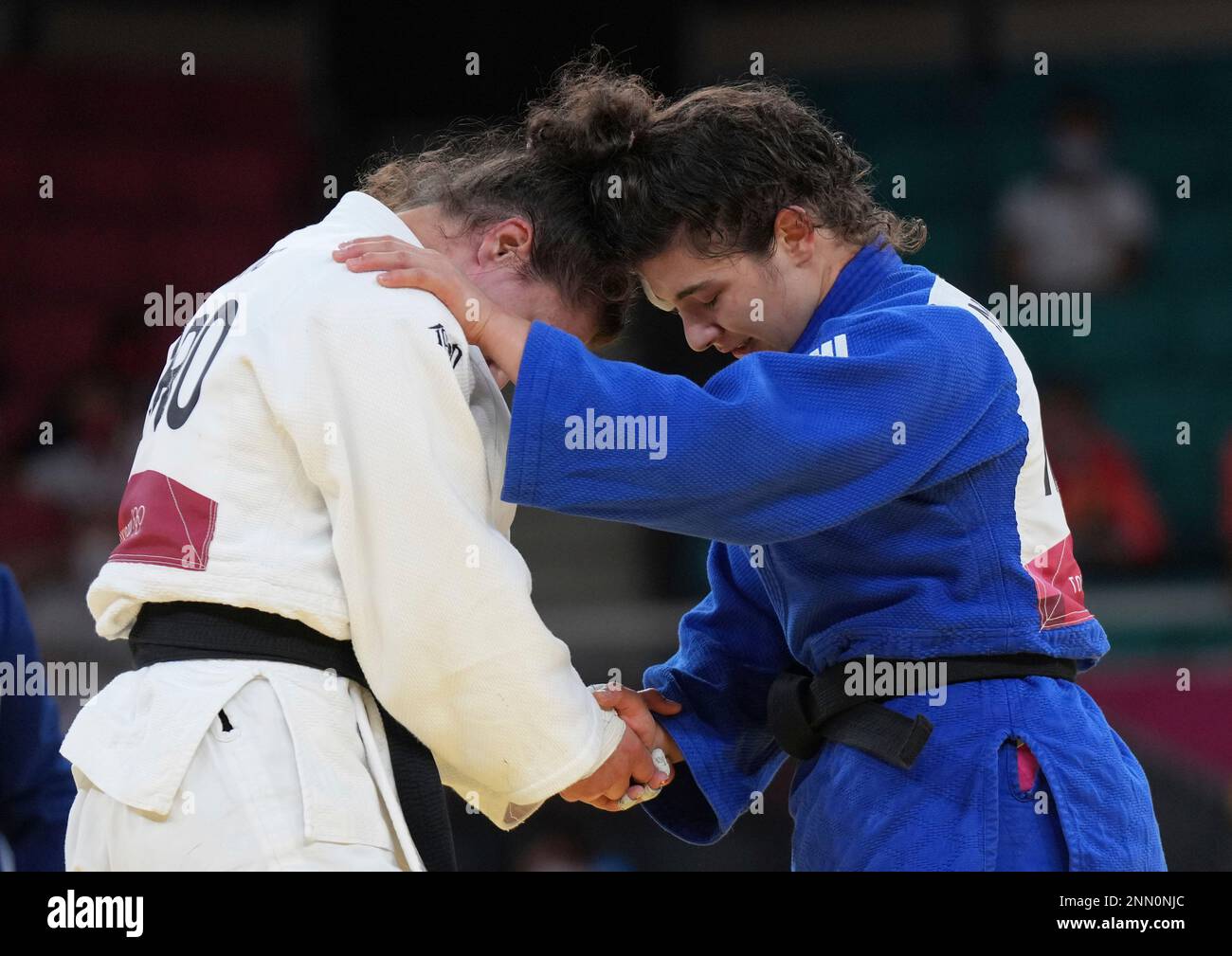 Croatia's MATIC Barbara (white) and ROC's TAIMAZOVA Madina reacts after ...