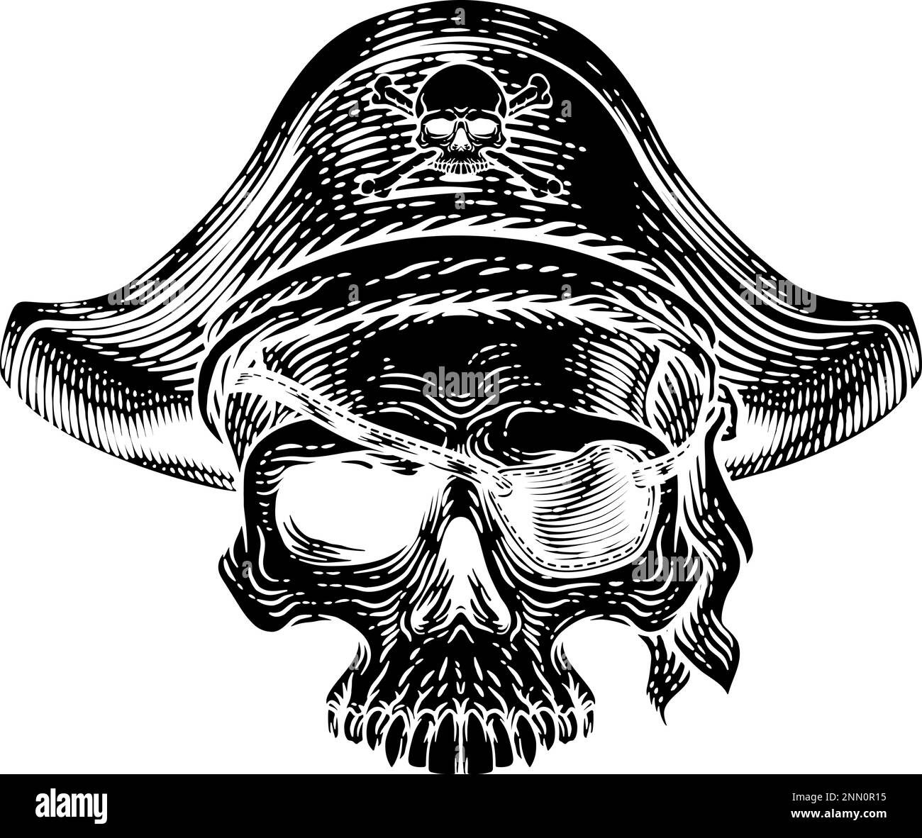 Pirate Skull Skeleton Grim Reaper Mascot Woodcut Stock Vector Image ...