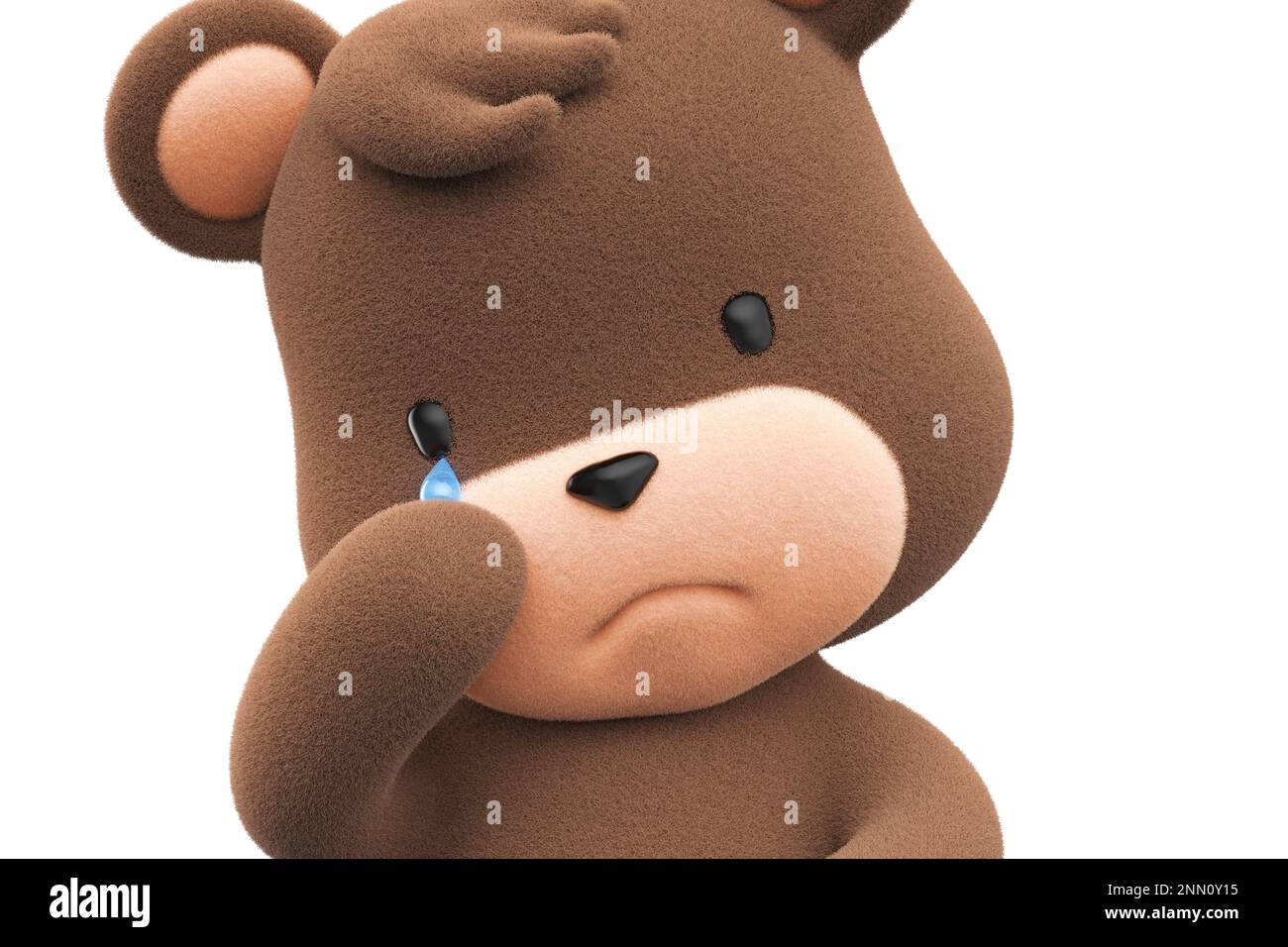 Sad and crying teddy bear. Teddy bear with tear dripping isolated on ...