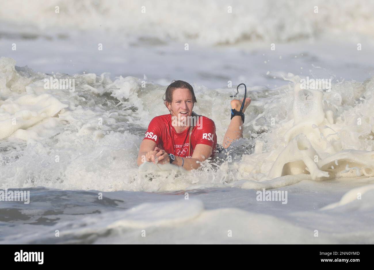 BUITENDAG Bianca of South Africa reacts during surfing women's final ...