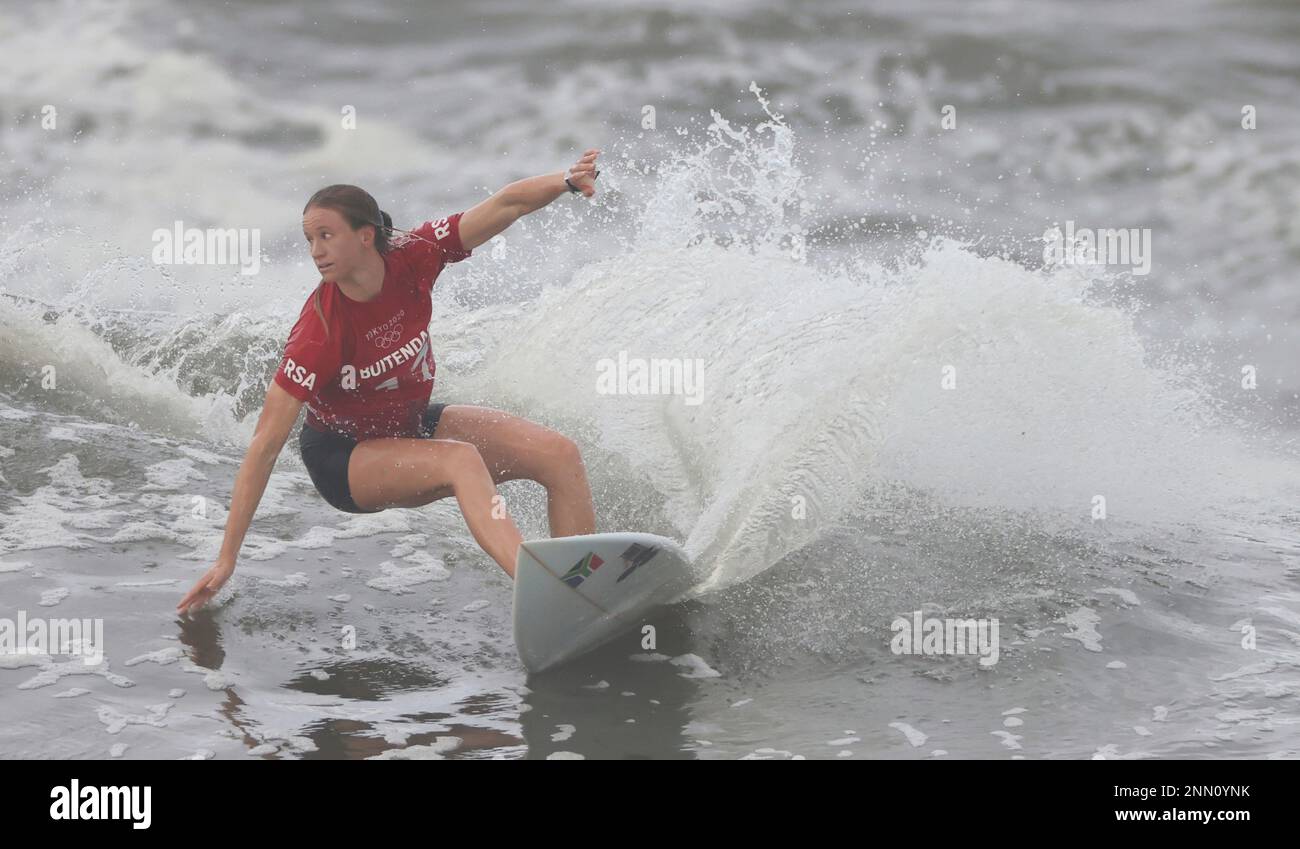 BUITENDAG Bianca of South Africa performs during surfing women's final ...