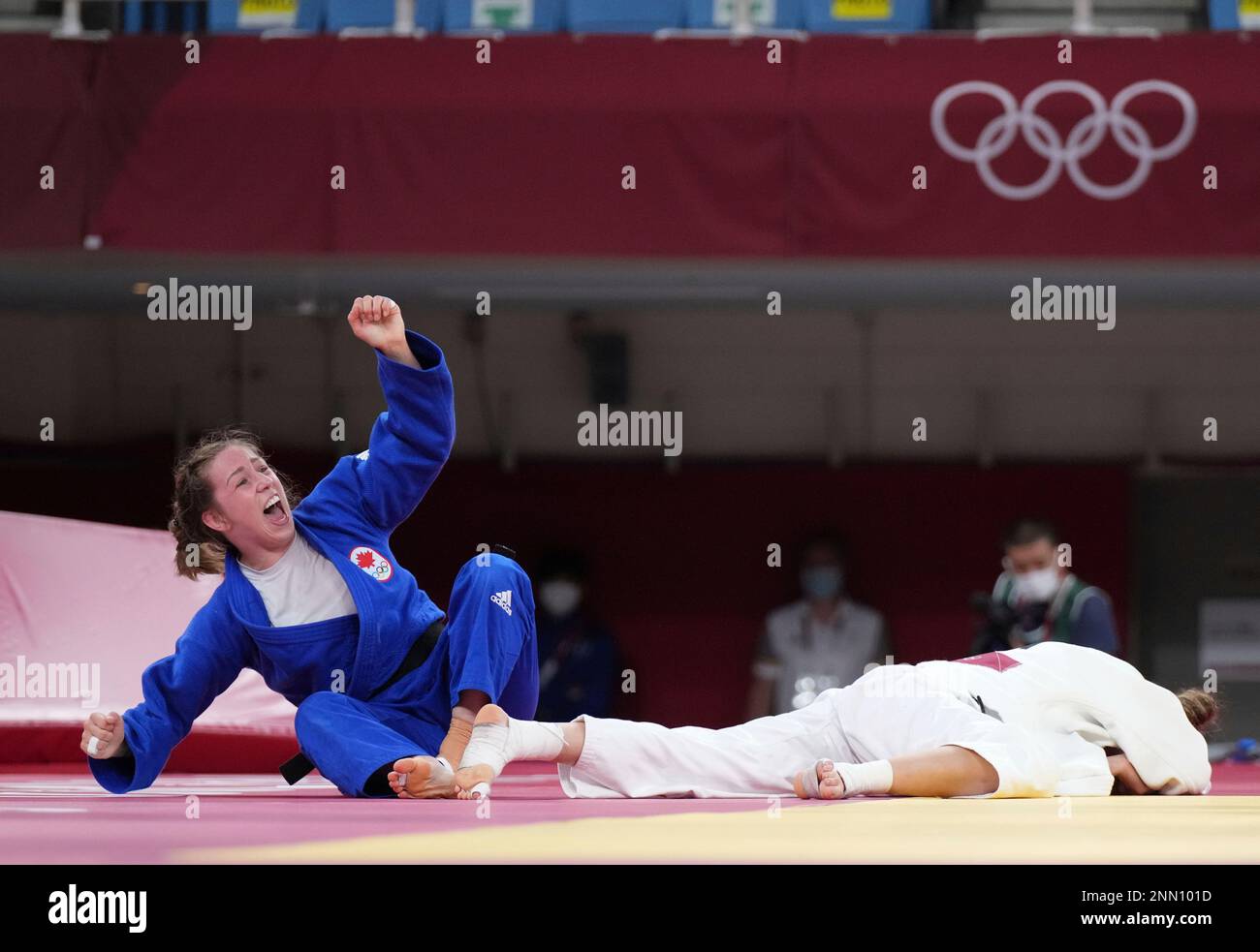 Canada's BEAUCHEMIN-PINARD Catherine reacts after winning Women -63 kg ...