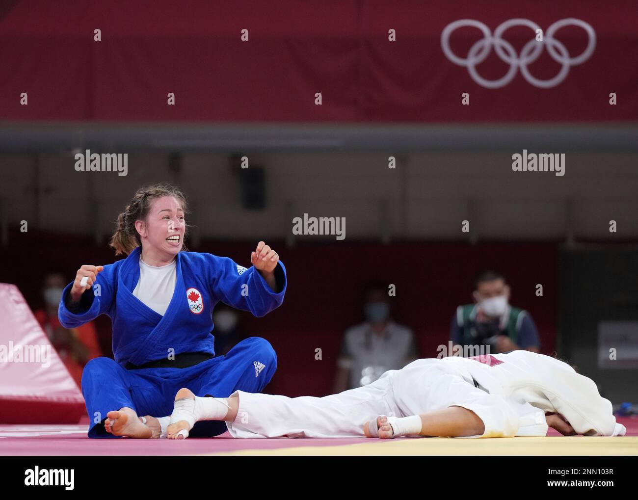 Canada's BEAUCHEMIN-PINARD Catherine reacts after winning Women -63 kg ...