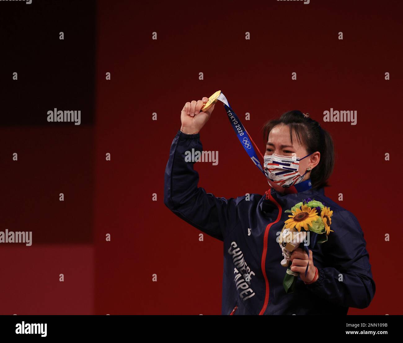 KUO Hsing-Chun of Chinese Taipei celebrates during award ceremony of ...