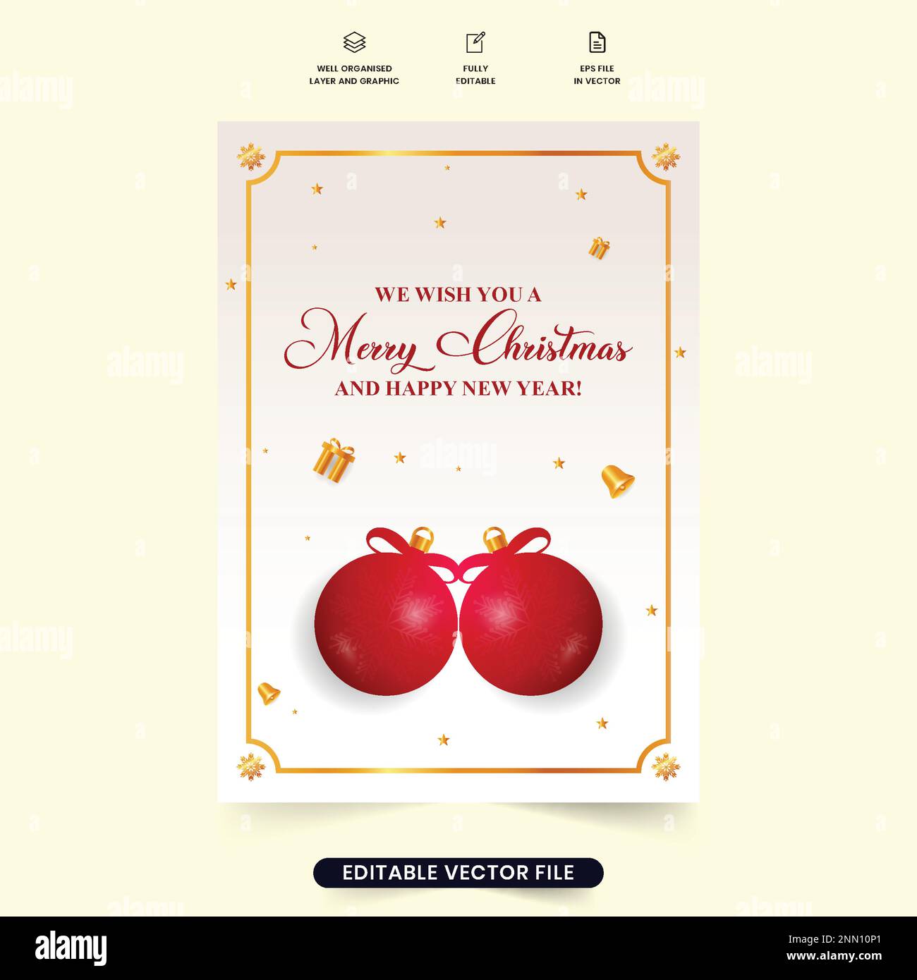 Creative Christmas greeting and wish card template design on an off ...