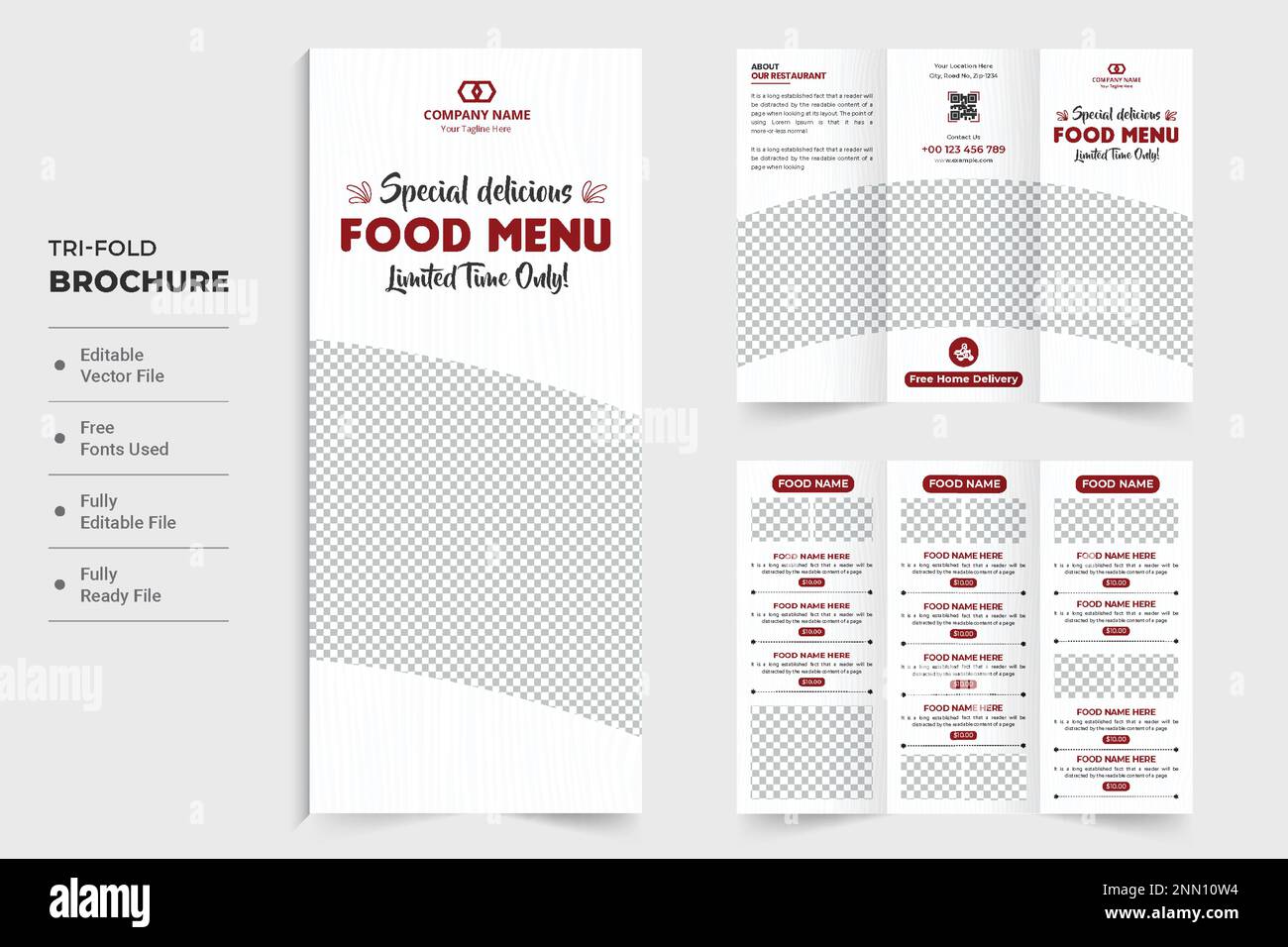 Delicious food menu discount, promotional brochure design with photo ...