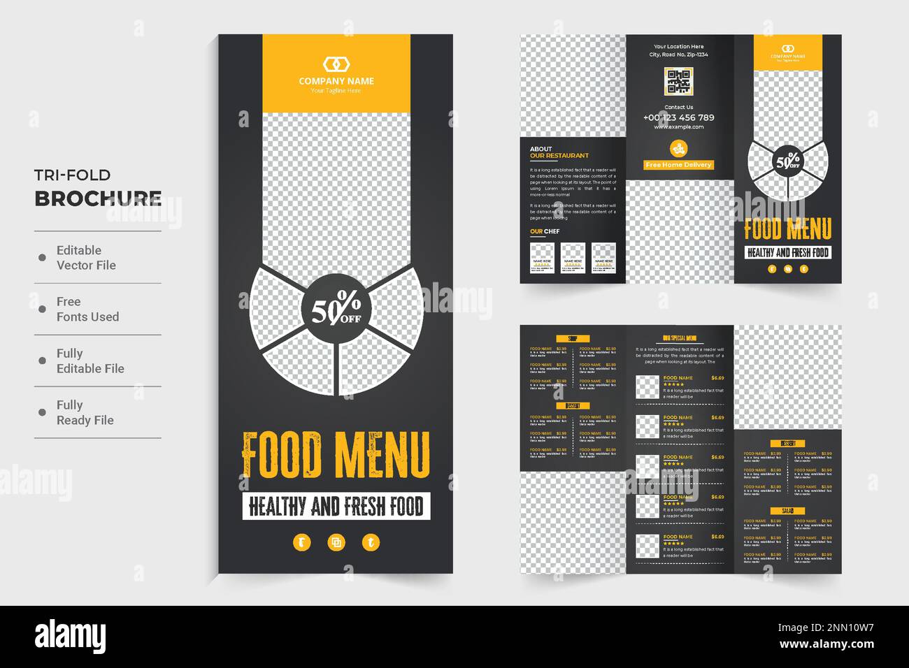 Healthy restaurant food menu leaflet and brochure template vector on a ...