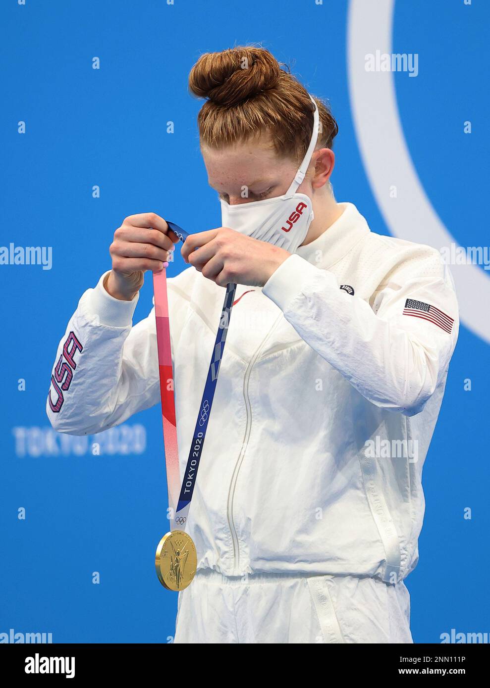 JACOBY Lydia of United States receives gold medal during award ceremony ...