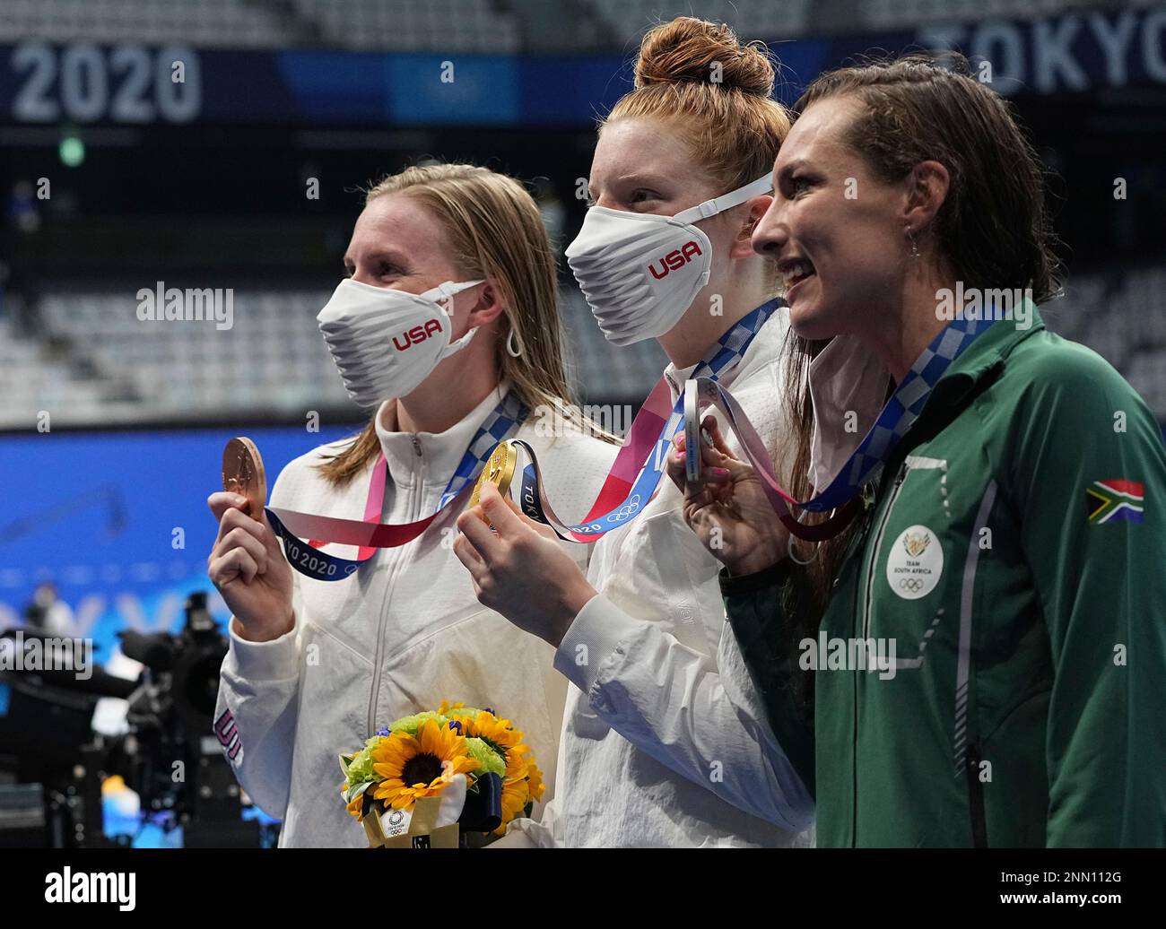 JACOBY Lydia of United States (C) reacts after winning women's 100m ...