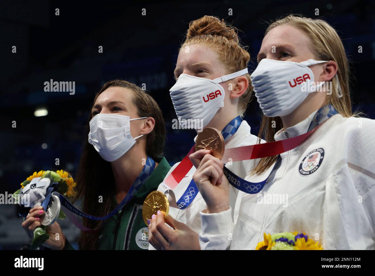 JACOBY Lydia of United States (C) reacts after winning women's 100m ...